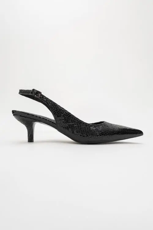 PROLOGUE SHOES Pointed Toe Slingback Pumps - Black