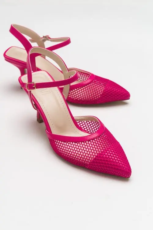 PROLOGUE SHOES Mesh Pointed Toe Pumps - Fuchsia