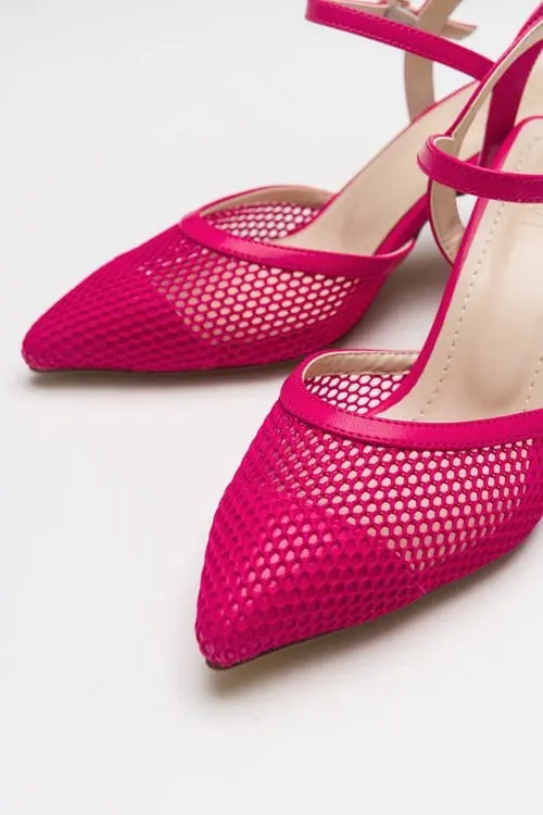 PROLOGUE SHOES Mesh Pointed Toe Pumps - Fuchsia