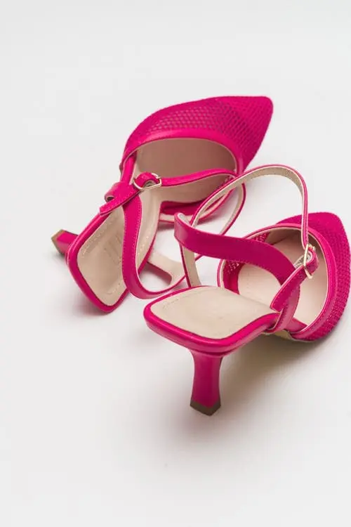PROLOGUE SHOES Mesh Pointed Toe Pumps - Fuchsia