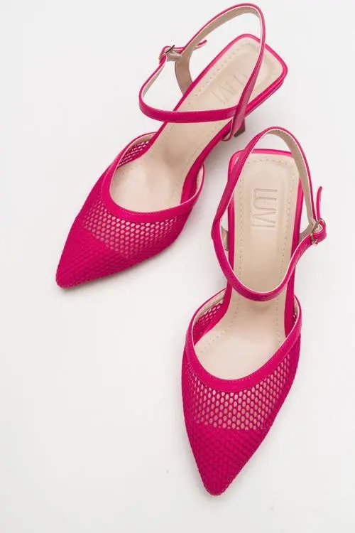 PROLOGUE SHOES Mesh Pointed Toe Pumps - Fuchsia