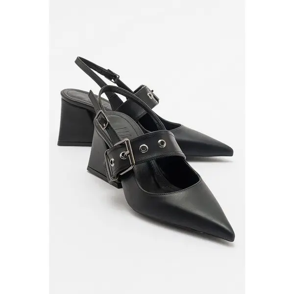 PROLOGUE SHOES Nepido Pointed Toe Block Heel Pumps - Black