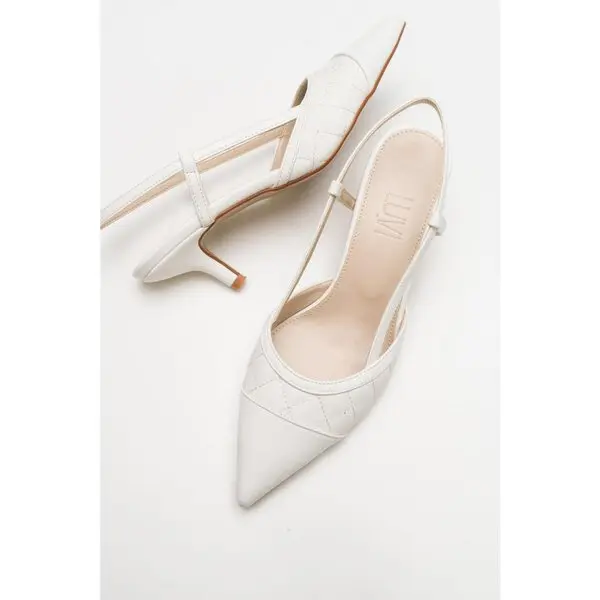 PROLOGUE SHOES Pointed Toe Slingback Pumps - White