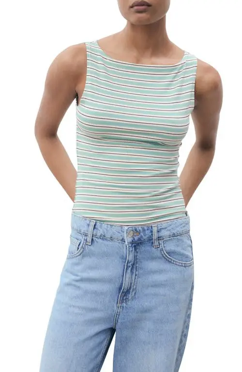 Mango Stripe Boat Neck Tank Top