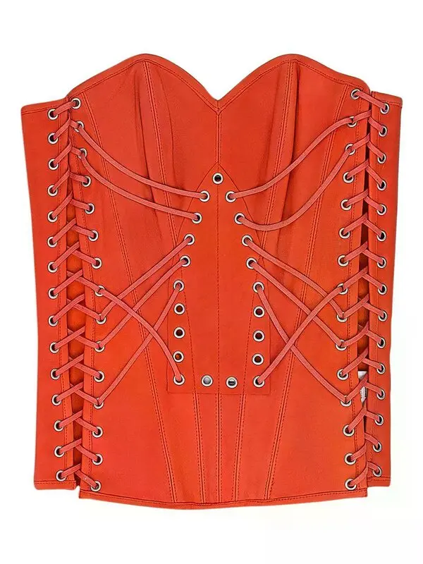 WHO DECIDES WAR Window Longline Leather Corset - Orange