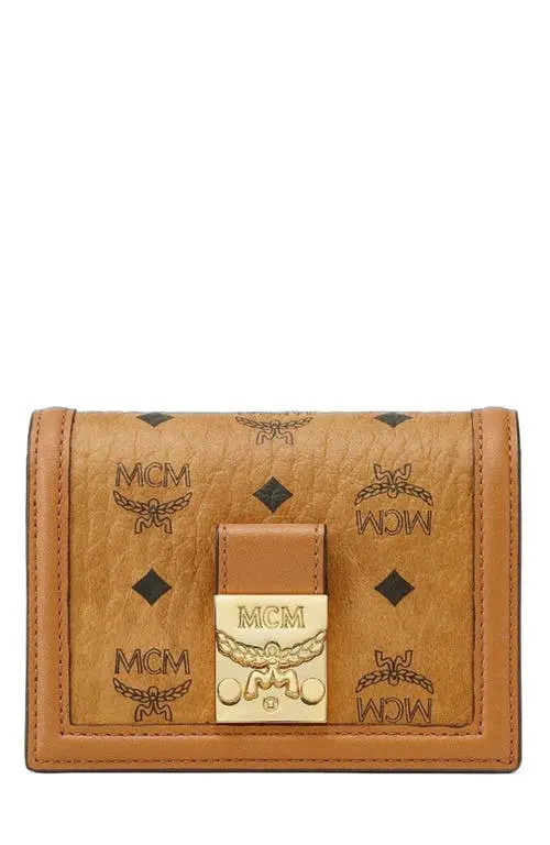 Mcm Tracy Wallet In Visetos - Cognac