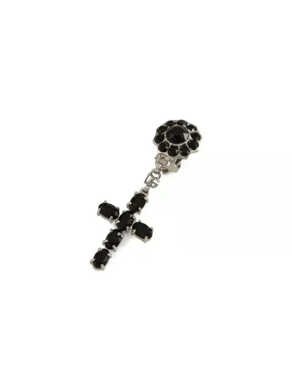 Dolce & Gabbana Cross Drop Clip-on Earrings - Black
