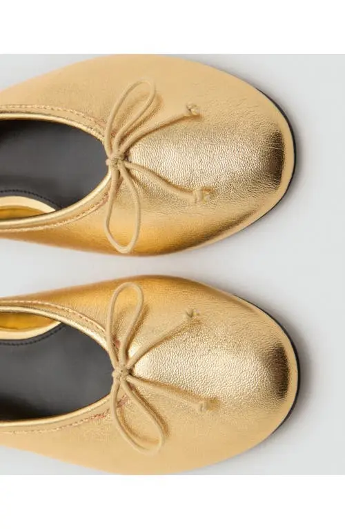 Mango Metallic Leather Ballet Flats