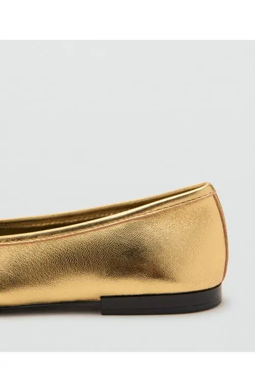 Mango Metallic Leather Ballet Flats