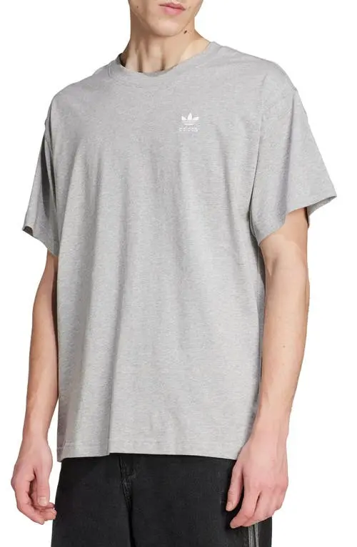 Adidas Trefoil Essentials Oversize Cotton T-shirt - Medium Grey Heather/white