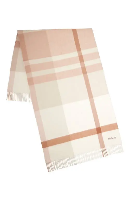 Mulberry Large Check Merino Wool Scarf - Maple-white