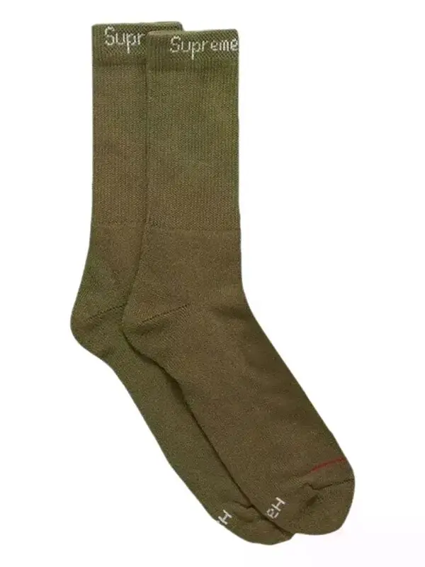 Supreme Logo-embroidered Socks - Green
