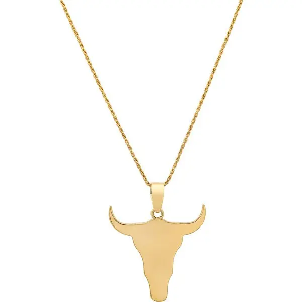 Established Mini Steer Pendant Necklace - Gold