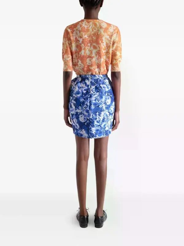 Bally Floral-print Cutaway Mini Skirt