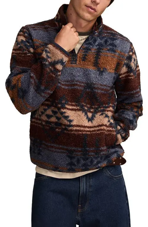 Lucky Brand Faux Shearling Quarter Zip Jacket - Multi