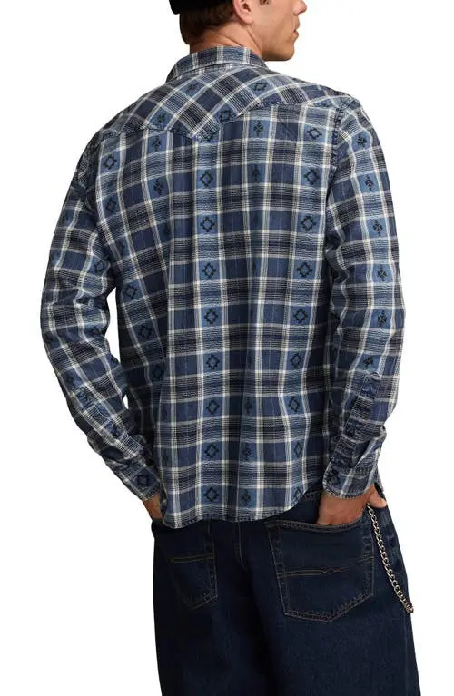 Lucky Brand Plaid Cotton Dobby Snap-up Western Shirt