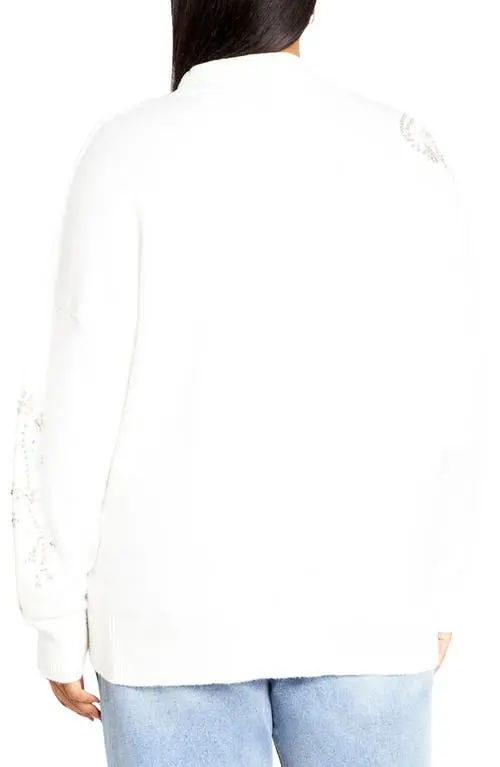 City Chic Zariah Rhinestone Mock Neck Sweater