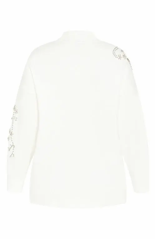 City Chic Zariah Rhinestone Mock Neck Sweater