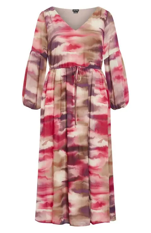 City Chic Printed Long Sleeve Maxi Dress