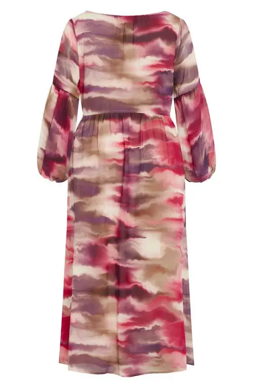 City Chic Printed Long Sleeve Maxi Dress