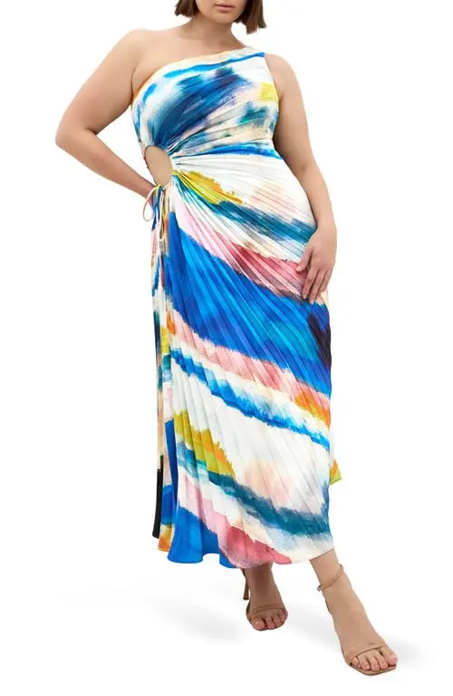 City Chic Aliza Print Cutout One-shoulder Maxi Dress - Facet