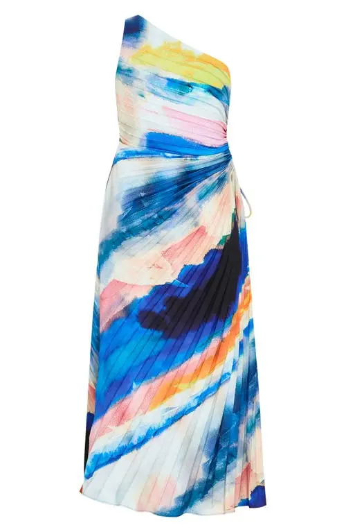 City Chic Aliza Print Cutout One-shoulder Maxi Dress - Facet