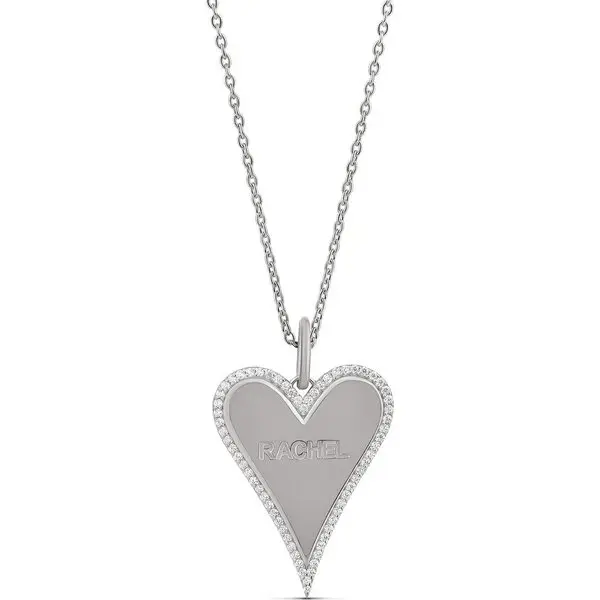 SHYMI Pavé Heart Name Pendant Necklace - Silver