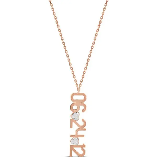 SHYMI Heart Date Pendant Necklace - Rose