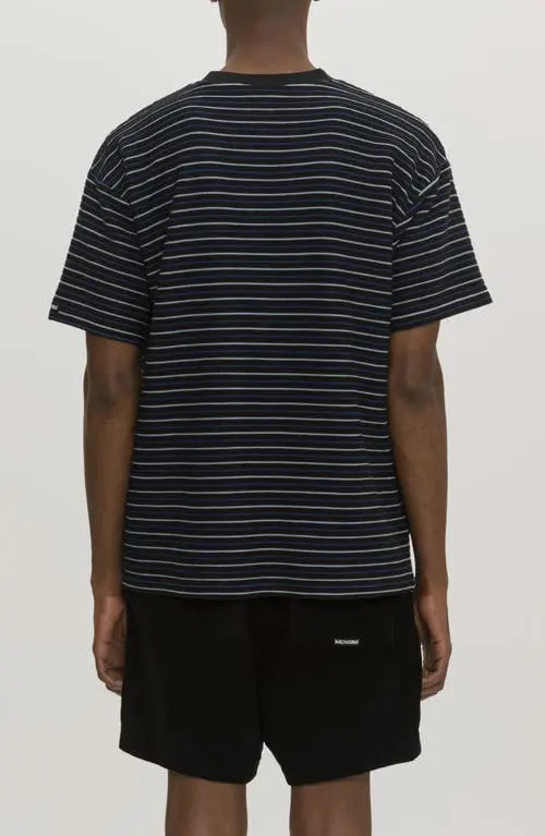 MAUI & SONS Texture Stripe T-shirt - Black/blue