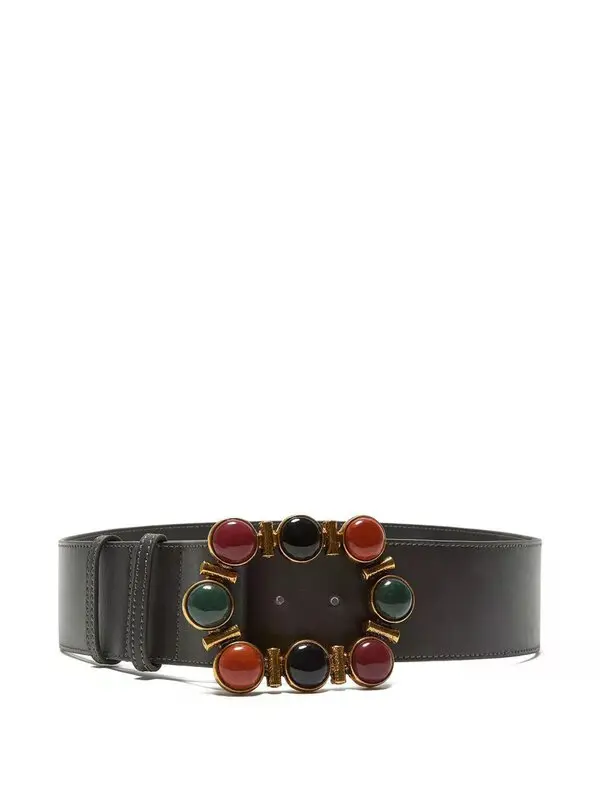 Malìparmi Stone-embellished Leather Belt - Black