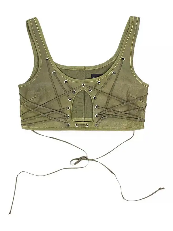 WHO DECIDES WAR BY EV BRAVADO Laced Crop Top - Green