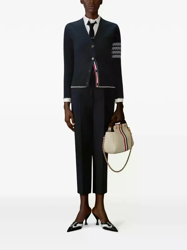 Thom Browne V-neck Four-stripe Cardigan - Blue
