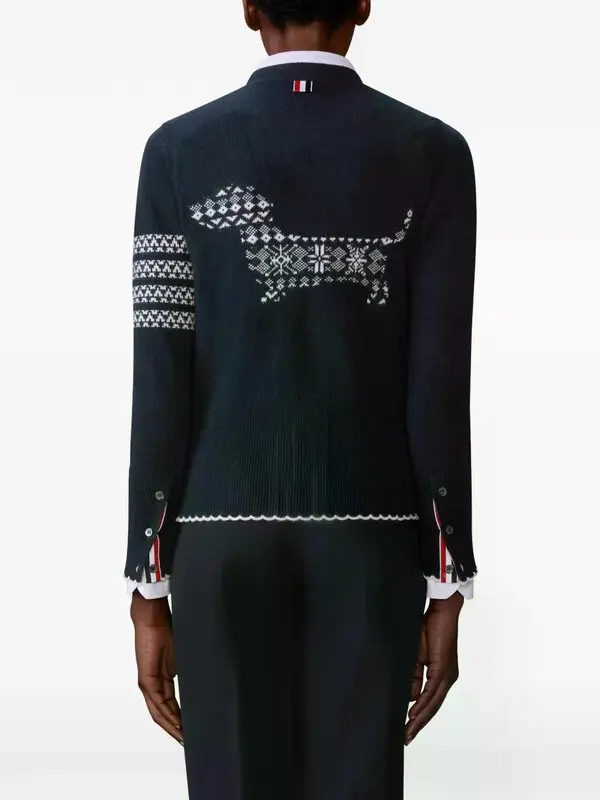 Thom Browne V-neck Four-stripe Cardigan - Blue