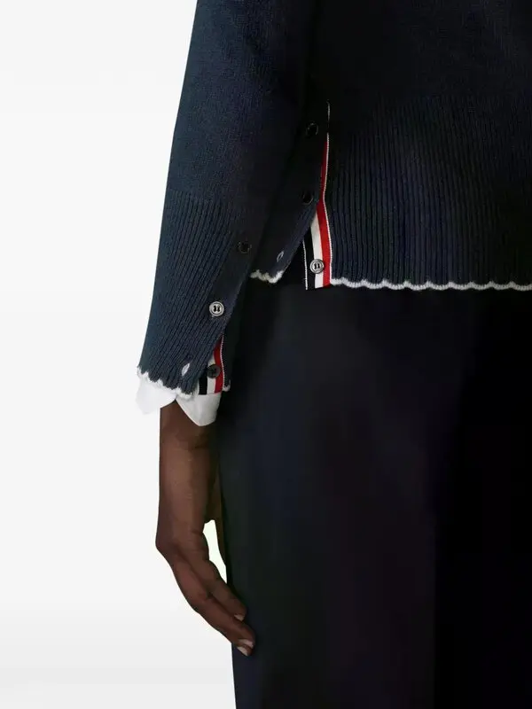 Thom Browne V-neck Four-stripe Cardigan - Blue