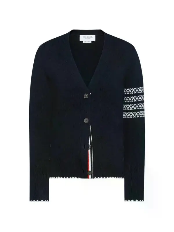 Thom Browne V-neck Four-stripe Cardigan - Blue