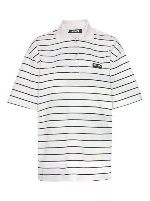 ROTATE BY BIRGER CHRISTENSEN Striped Polo Shirt - Neutrals