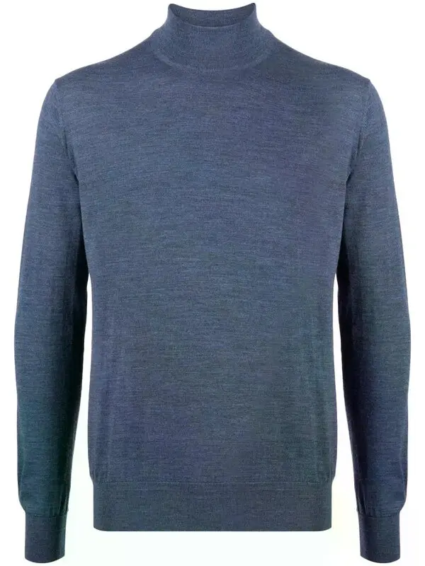 Luciano Barbera Roll-neck Wool Jumper - Blue