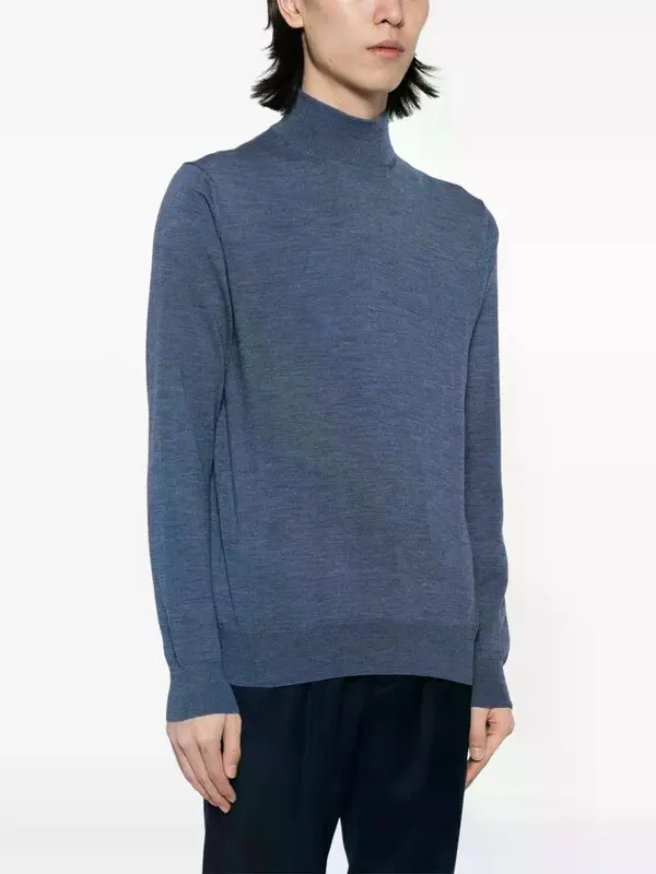 Luciano Barbera Roll-neck Wool Jumper - Blue