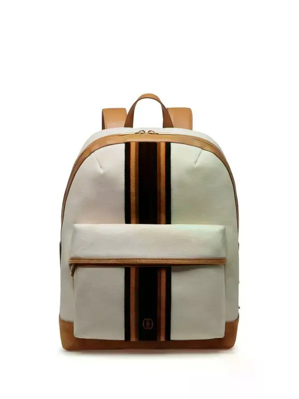 Bally Gare Panelled Stripe-detail Backpack - Neutrals