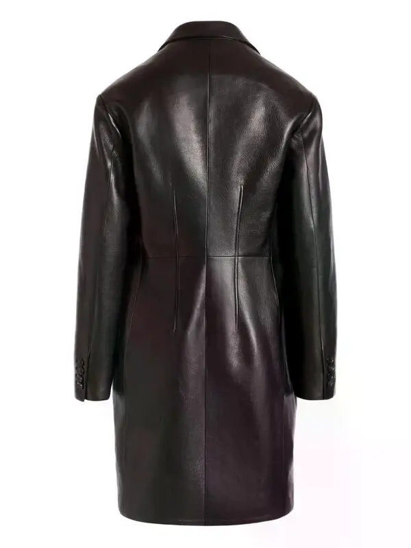 Bally Buttoned Lambskin Leather Overcoat