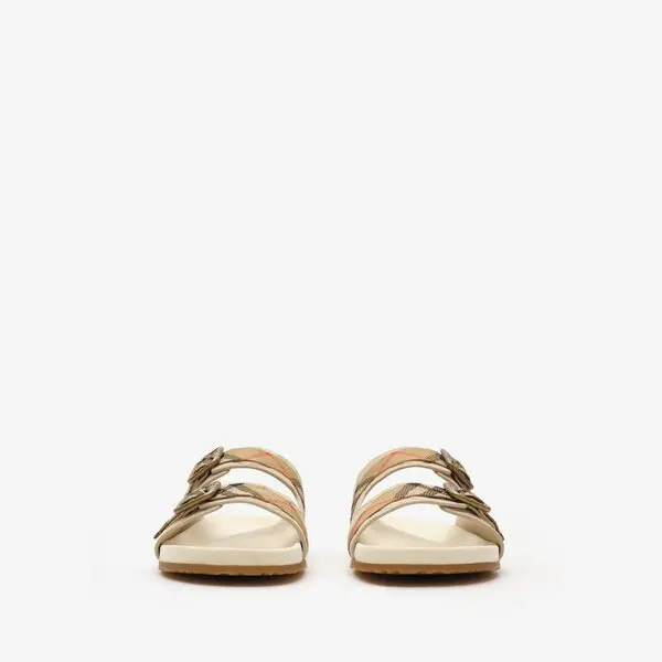 Burberry Check Suede Urchin Sandals - Bake Beige