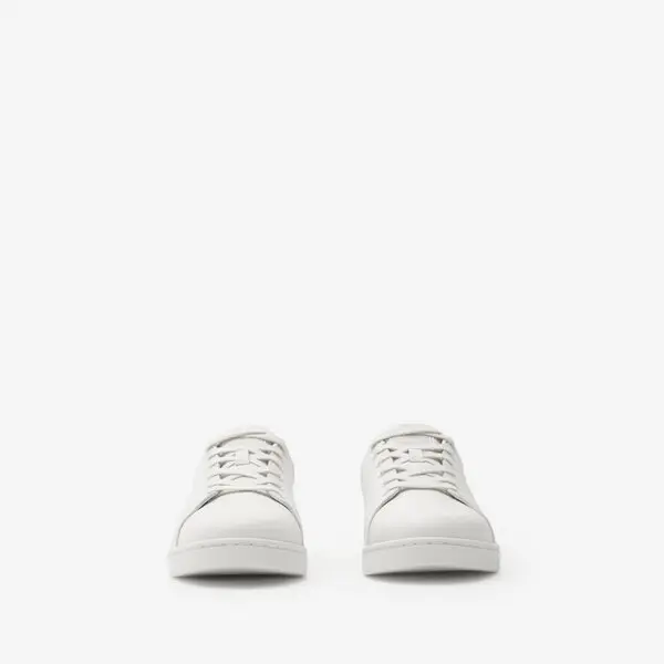 Burberry Embossed Check Leather Sneakers - Porcelain White