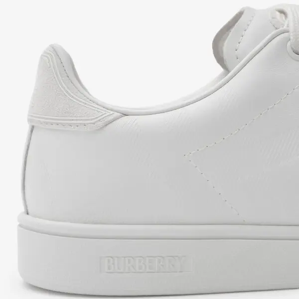 Burberry Embossed Check Leather Sneakers - Porcelain White