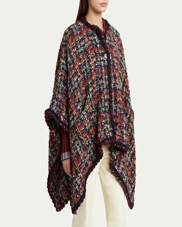 Etro Tweed Wool-mohair Blend Cape