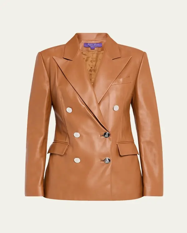 Ralph Lauren Camden Leather Double-breasted Jacket - Brown