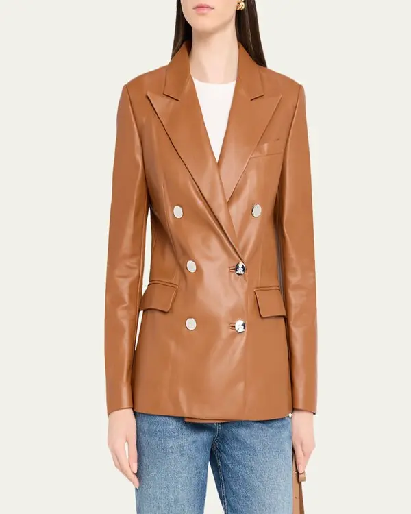 Ralph Lauren Camden Leather Double-breasted Jacket - Brown