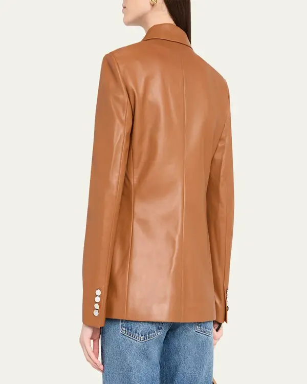 Ralph Lauren Camden Leather Double-breasted Jacket - Brown