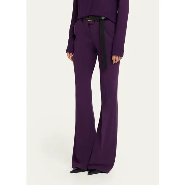 Michael Kors Haylee Flare-leg Stretch Wool Trousers - Amethyst