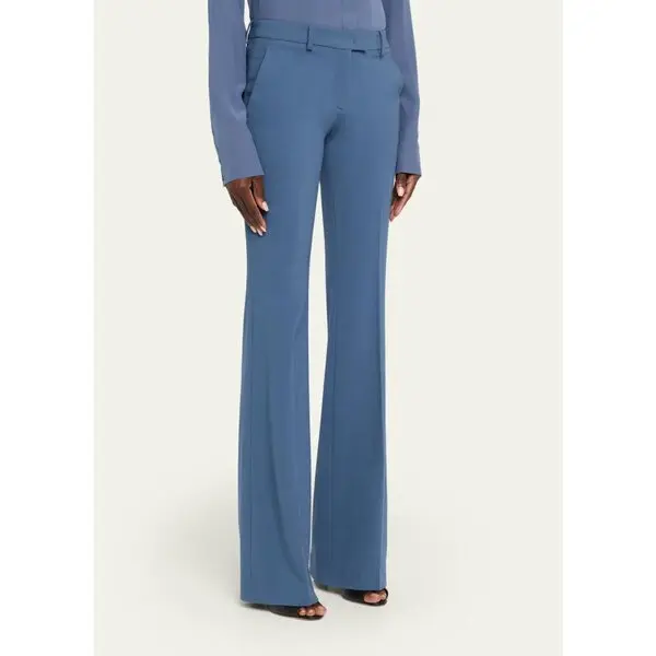 Michael Kors Haylee Flare-leg Stretch Wool Trousers - Amethyst