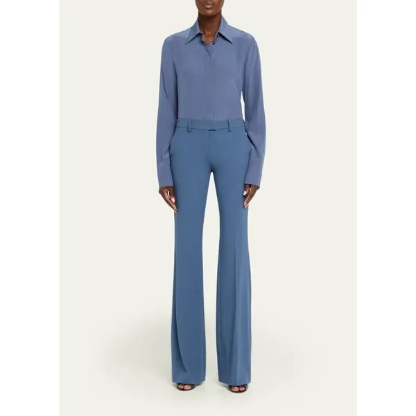 Michael Kors Haylee Flare-leg Stretch Wool Trousers - Amethyst